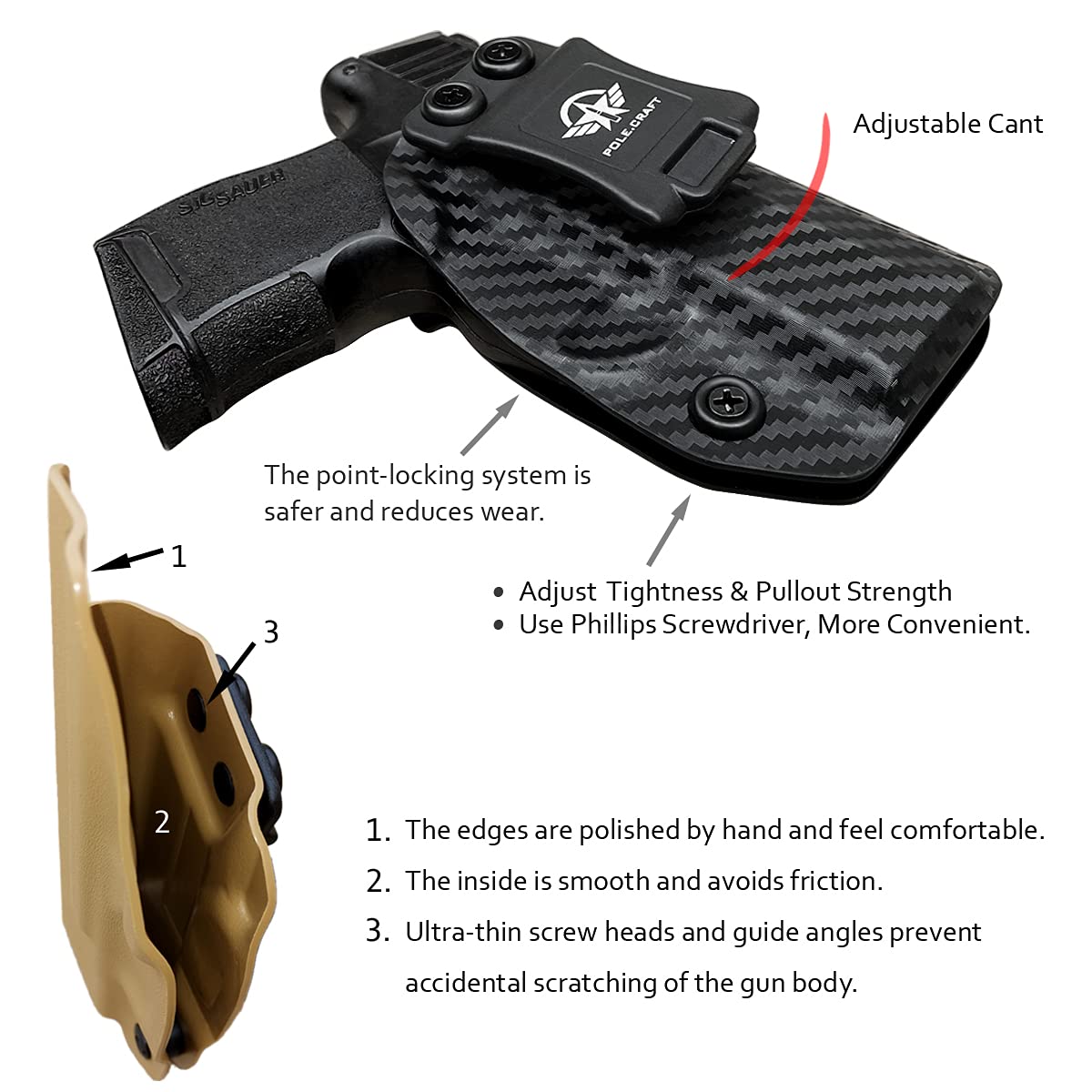 Sig P365 Holster IWB Kydex Carbon Fiber Custom Fit: Sig Sauer P365 / P – PoLe.Craft Holster
